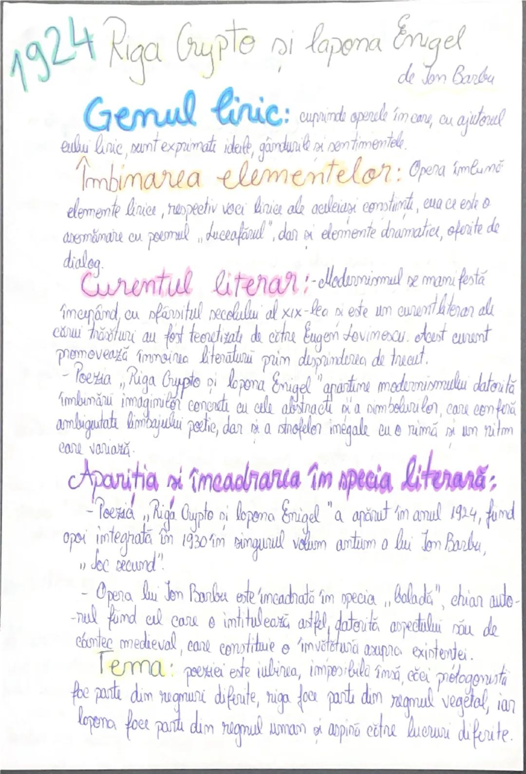 Riga Crypto si Lapona Enigel-Ion Barbu (Limba și literatura română ...