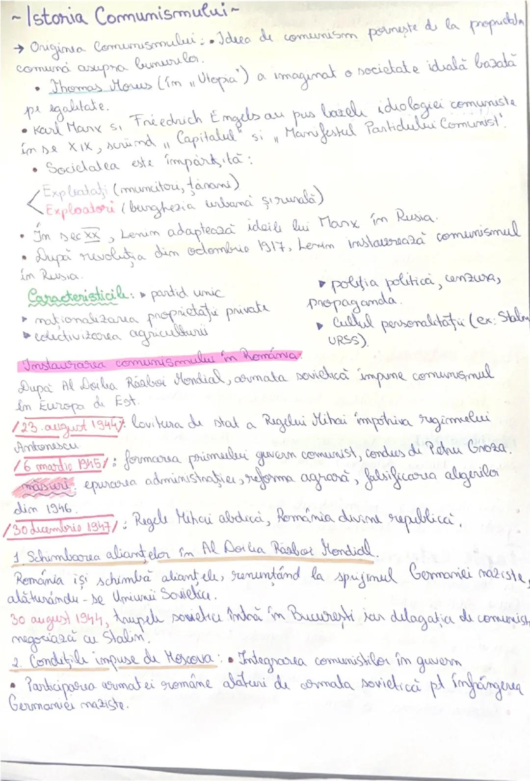 Notite istoria comunismului (Istorie) - Knowunity